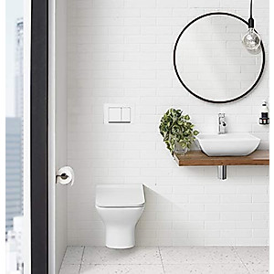 Swiss Madison Well Made Forever SM-WC424 Toilet Tank Carrier, For 2 x 4 Residential Studs, White & White SM-WC002W Wall Mount Dual Flush Actuator Plate with Square Push Buttons