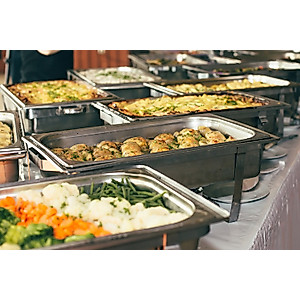 Tiger Chef 8 Quart Full Size Stainless Steel Chafer and 3 1/3rd Size Chafing Dishes Food Pans and Cool-Touch Plastic on Top