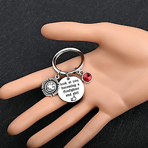 Gzrlyf Firefighter Gifts Look at You Becoming a Firefighter Keychain Fireman Gifts (Keychain)