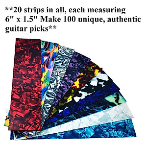 Pick-a-Palooza Guitar Pick Pack Custom Strips For Your Guitar Pick Maker - Great Variety Of Strips For Making Guitar Picks With Any Pick Punch - Dazzle