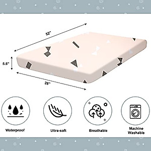 MOEMOE BABY Waterproof Crib Mattress Sheets 2 Pack Fitted Crib Sheets Toddler Bed Sheets Soft & Breathable Crib Mattress Cover Set for Baby Girls and boys