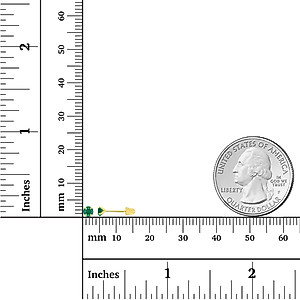 Solid 14K Yellow Gold 3mm Round Genuine Green Emerald May Birthstone Solitaire Ball Screw Back Stud Earring