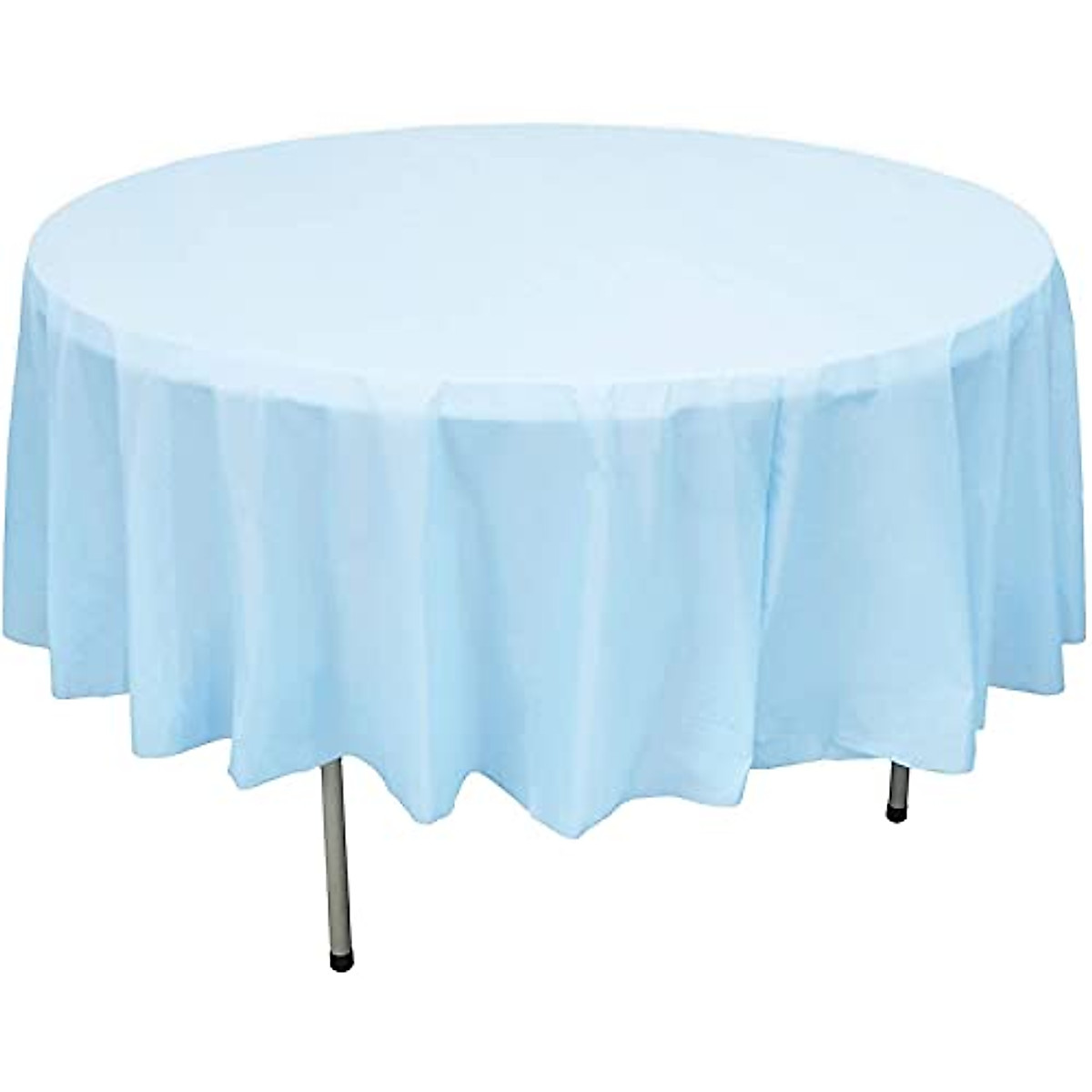 Round Plastic Party Tablecloth for up to 72-Inch Table (Blue, 84-Inch, 12-Pack)