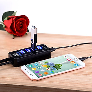 USB 3.0 Hub - Tendak USB Hub with 4 USB 3.0 Data Ports + 1 USB Smart Charging Port and Power Supply Adapter with Individual On/Off Port Switches for MacBook, Mac Pro, HDD