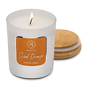 Scented Candle Sweet Orange - Essential Oil Aromatherapy Candle - Soywax Candle - Up to 45 Hours Burn Time - Glass Candle Gift - Luxury and Sensual Soy Wax Candle - Home Scented Candles