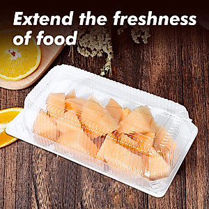 MANSHU 100 Pcs Clear Plastic Take out Containers,Disposable Clamshell Dessert Container with Lid, for Salads, Pasta, Sandwiches (8.66x5.12x3.15 in).