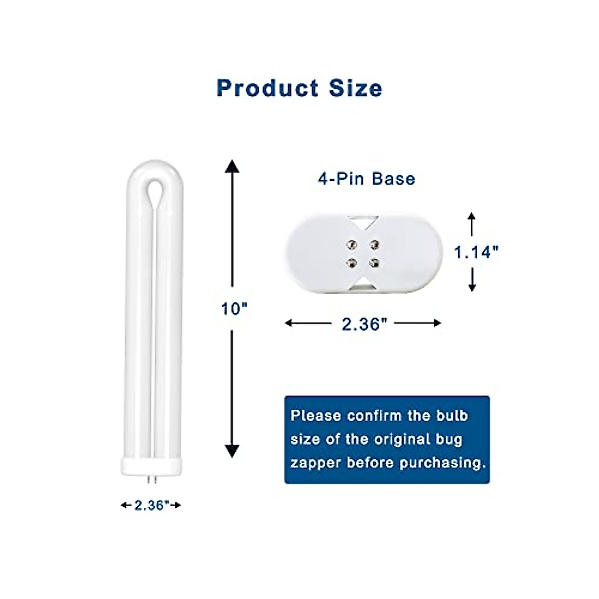 BF190 Replacement Bulb Compatible with Flowtron BK-40D Bug Zapper, 10 Inch FUL32T8/BL U Type Replacement Light Bulb for 32W Outdoor Electronic Insect Mosquito Killer, 2 Pack