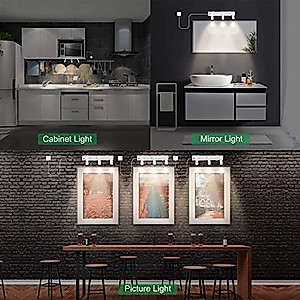 BIGLIGHT LED Track Light, Dimmable Accent Lighting with Rotatable Heads, Plug in Spotlight with Remote Control for Highlight Kitchen Counter Cabinet Gallery Picture Bathroom Basement Artwork