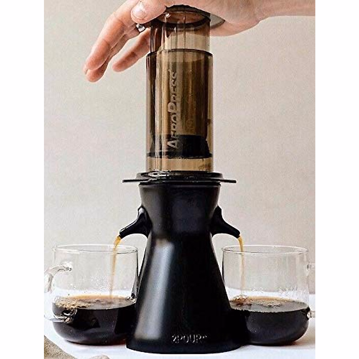 2POUR® The New Dual Press Accessory Compatible With The Aeropress® Coffee Maker, Delter Coffee Press or Pourover.