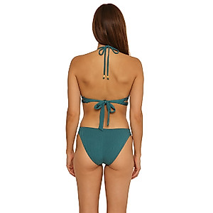 Trina Turk Women's Standard Olympia Ribbed French Cut Bikini Bottom-Cheeky Coverage, Swimwear Separates, Ocean, 6