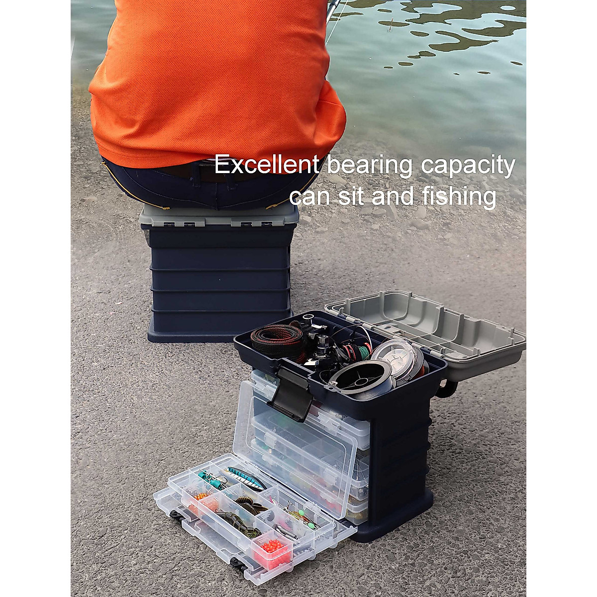 Ducurt Tackle Box Fishing Box Organizer Large Tackle box Organizers and Storage 4 Layers Tacklebox