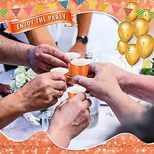 Layhit 200 Pack 2oz Shot Cups Plastic Shot Glasses Mini Disposable Cups for St. Patrick's Day Wedding Party Supplies Beer Drinking Serving Snacks Samples Tastings(Orange)