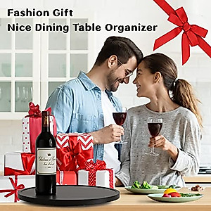 Homerays Lazy Susan Organizer 12 Inch Non-Skid Bamboo Lazy Susan for Kitchen Rotating Spice Rack for Kitchen Cabinet, Wood Turntable for Kitchen Countertop Organizer Black