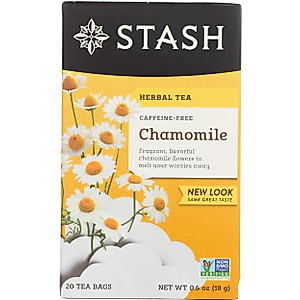 Stash Chamomile Herbal Tea, Caffeine Free, 20 Tea Bags Per Box