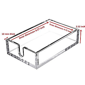 IEEK Acrylic Guest Towel Napkin Holder,Clear Bathroom Paper Hand Towels Storage Tray Modern Buffet Napkin Caddy,Fancy Flat Napkin Holders For Kitchen or Dining Room,9x5.5x2.5 Inch,Pack of 1