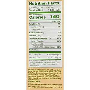 Nature's Bakery Oatmeal Crumble Bars, Apple, Real Fruit, Vegan, Non-GMO, Breakfast bar, 1 Box With 6 Packs, 6 Count