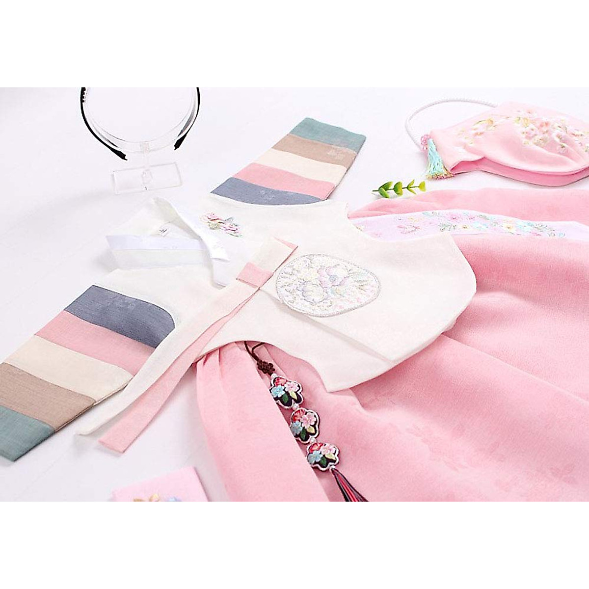 Beautiful Hanbok Dress First Birthday Korean Clothing Baby Girl Dol Party Adorable Dolbok Pastel Peach