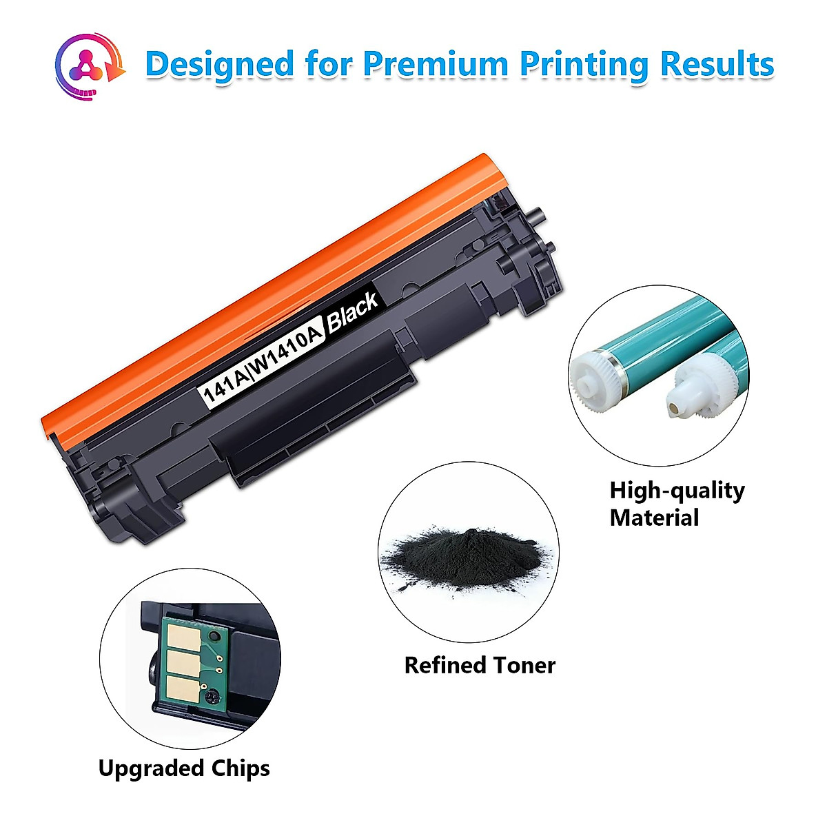 (with Chip) 141A Black Toner Cartridge, W1410A 2 Pack: 141A Toner Replacement for HP 141A Toner Compatible with Compatible with Laser M110w (7MD66F), Laser MFP M140w (7MD72F) Printer | 141A W1410A