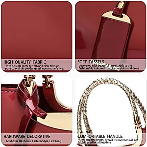 YAQUNICER Top-handle Handbags Purse Tote for Women Patent PU Satchel Gloss Wedding Shoulder Crossbody Bag-Wine