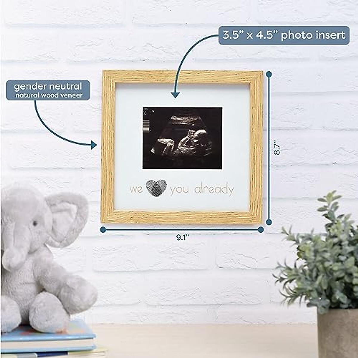 Reece Studio Thumbprint Sonogram Picture Frame, Gender Neutral Baby Keepsake Frame, Family Keepsake, With Included Ink Pad For Mom And Dad's Thumbprints