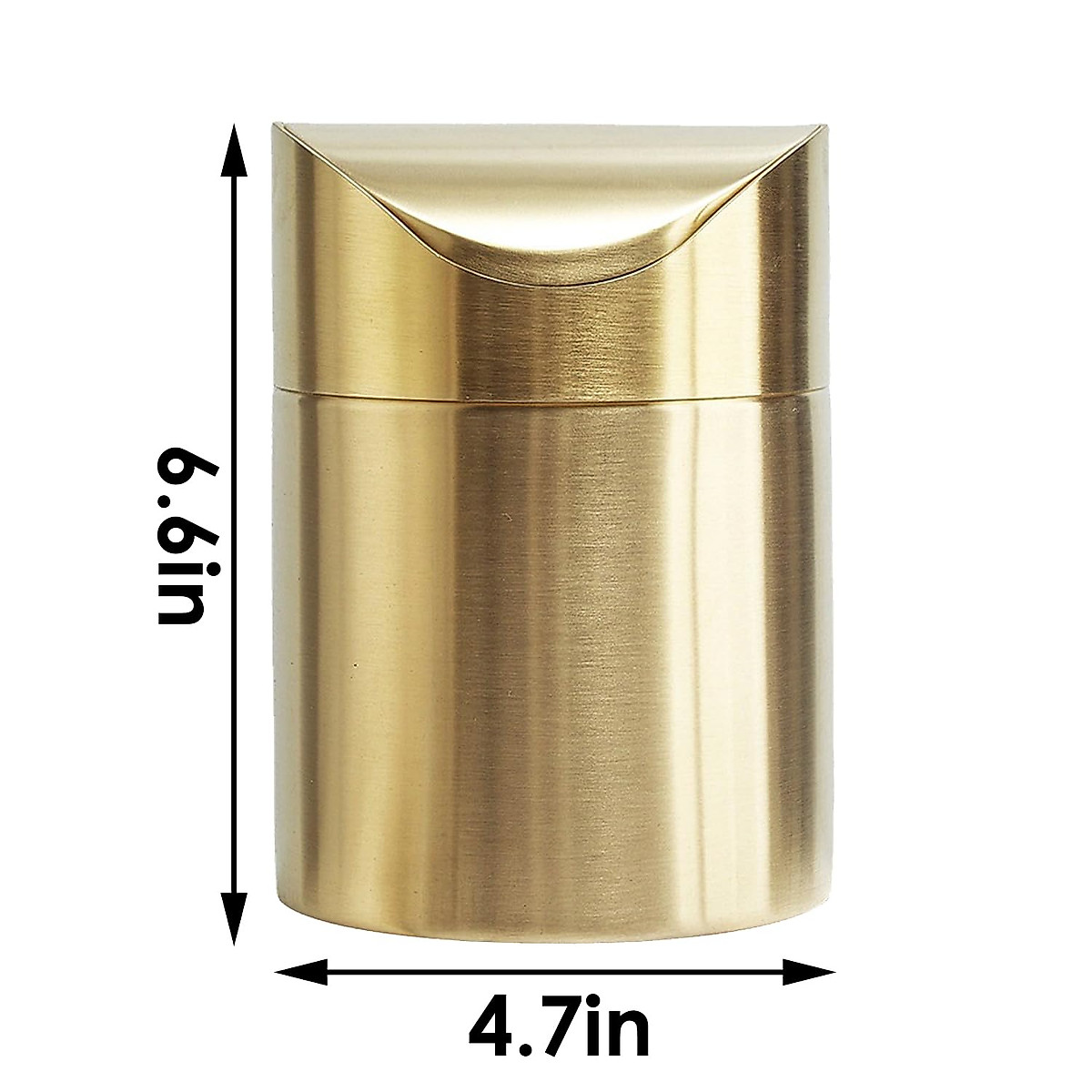 Chemlliy Stainless Steel Trash Can with Swing Lid, Mini Countertop Trash Bin Bathroom, Golden Desktop Garbage Cans Tiny Kitchen Waste Bins with Trash Bag