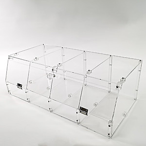 FixtureDisplays® 24 X 12 X 8" Acrylic Bin Plaxiglass Organizer 4 Compartments Display Bin for Candy, Cereal, Chocolate Bean Assembly Video Provided 100827-NEW