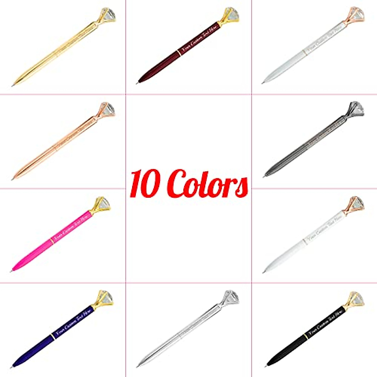 FwSYouMAI 1 PCS Diamond Pen with Crystal,Personalized Pens Bulk with Name Free Engraving,Custom Diamond Ballpoint Pens,Rose Gold Ink Stylus,Gift for Girls,Women,Wedding,Birthdays-Rose Gold