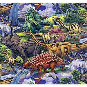 Pico Textiles 1 Yard - Dinosaurs Allover Print Fleece Fabric - Sold by The Yard - Ideal for Sewing Projects, Scarves, No Sew Fleece Throws and Tie Blankets