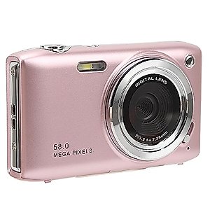 4K Digital Camera, 58MP 16X Zoom Auto Focus Vlogging Camera, Kids Compact Camera with 2.88Inch HD TFT Screen, Face Recognition, Timing Function, Fixed Focus Macro (Pink)