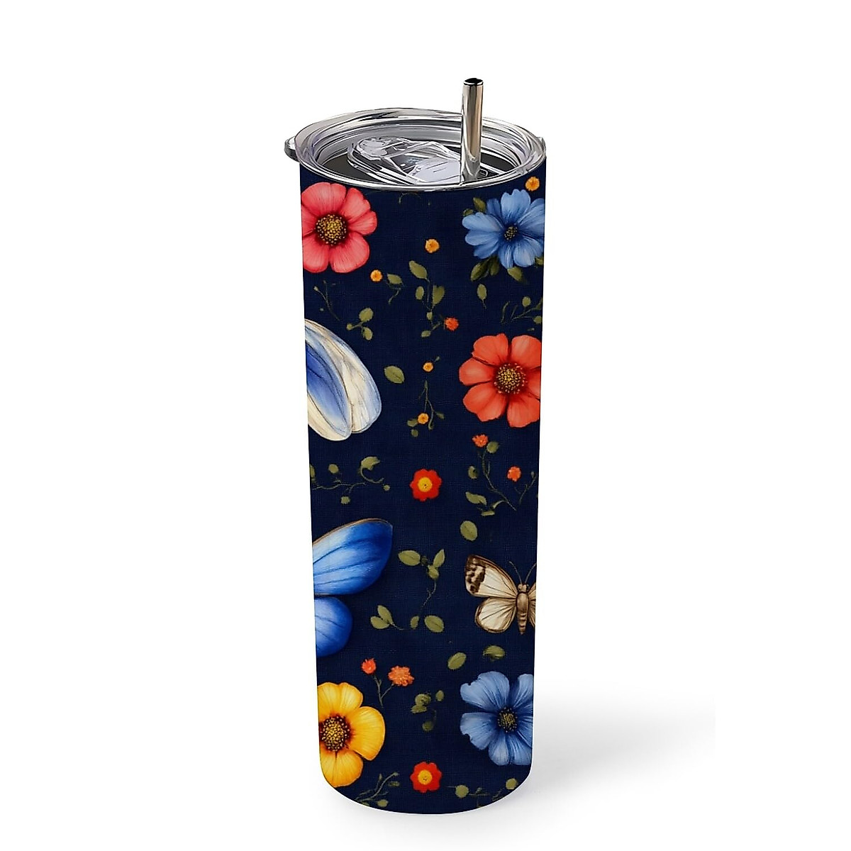 Medpol retro flower tumbler with lid and straw 20 oz insulated tumbler cups retro flower insulated travel coffee mugs for women cute sippy cups stainless insulated travel cups