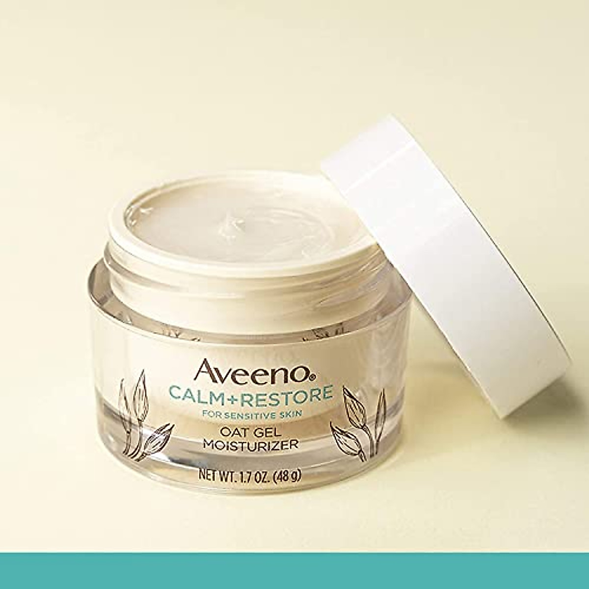 Aveeno Calm + Restore Oat Gel Facial Moisturizer for Sensitive Skin, Lightweight Gel Cream Face Moisturizer with Prebiotic Oat and Feverfew, Hypoallergenic, Fragrance- and Paraben-Free, 1.7 oz (Pack of 2)