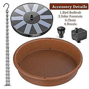AISITIN Hanging Bird Bath with Solar Fountain Pump, 12" Multi-Functional Basin for Bird Bath, Feeder and Drinking, Solar Powered Water Fountain Pump for Bird Bath