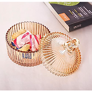 erioctry 300ml/10oz Elegant Crystal Candy Jar with Lid Decorative Candy Dish Bowl Tent Shaped Glass Biscuit Jar Wedding Candy Buffet Jar Container for Home Office Desk Gift