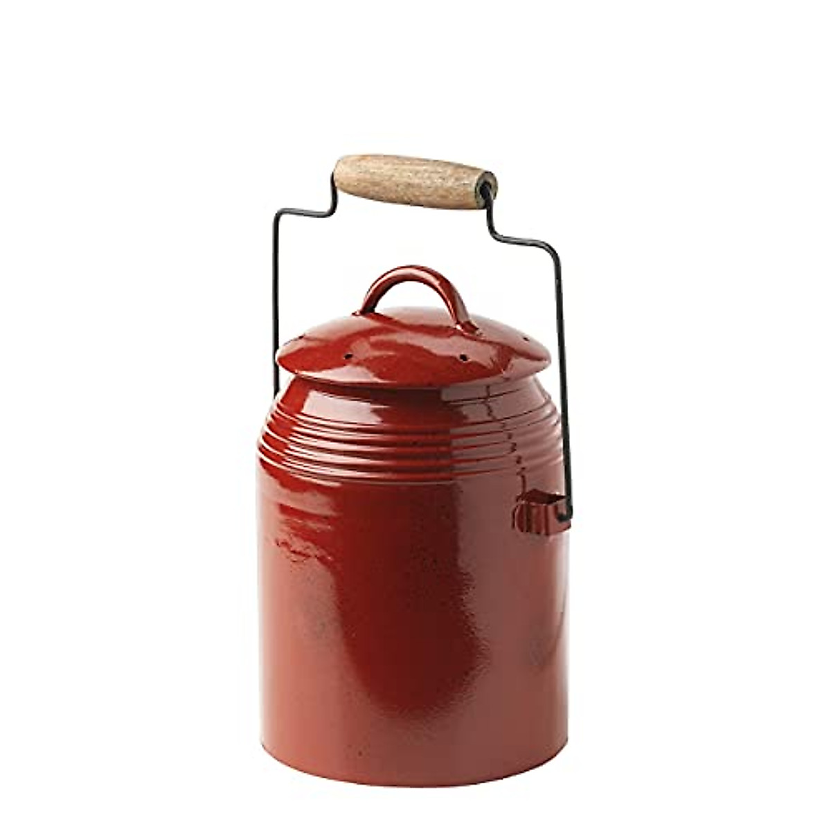 Gardeners Supply Company Compost Bin Kitchen Waste Countertop Pail | Rustic Farmhouse Style Sturdy Metal Crock with Lid for Organic Composting | Holds 5 Quarts of Food Scraps - 7" D X 10-3/4"H