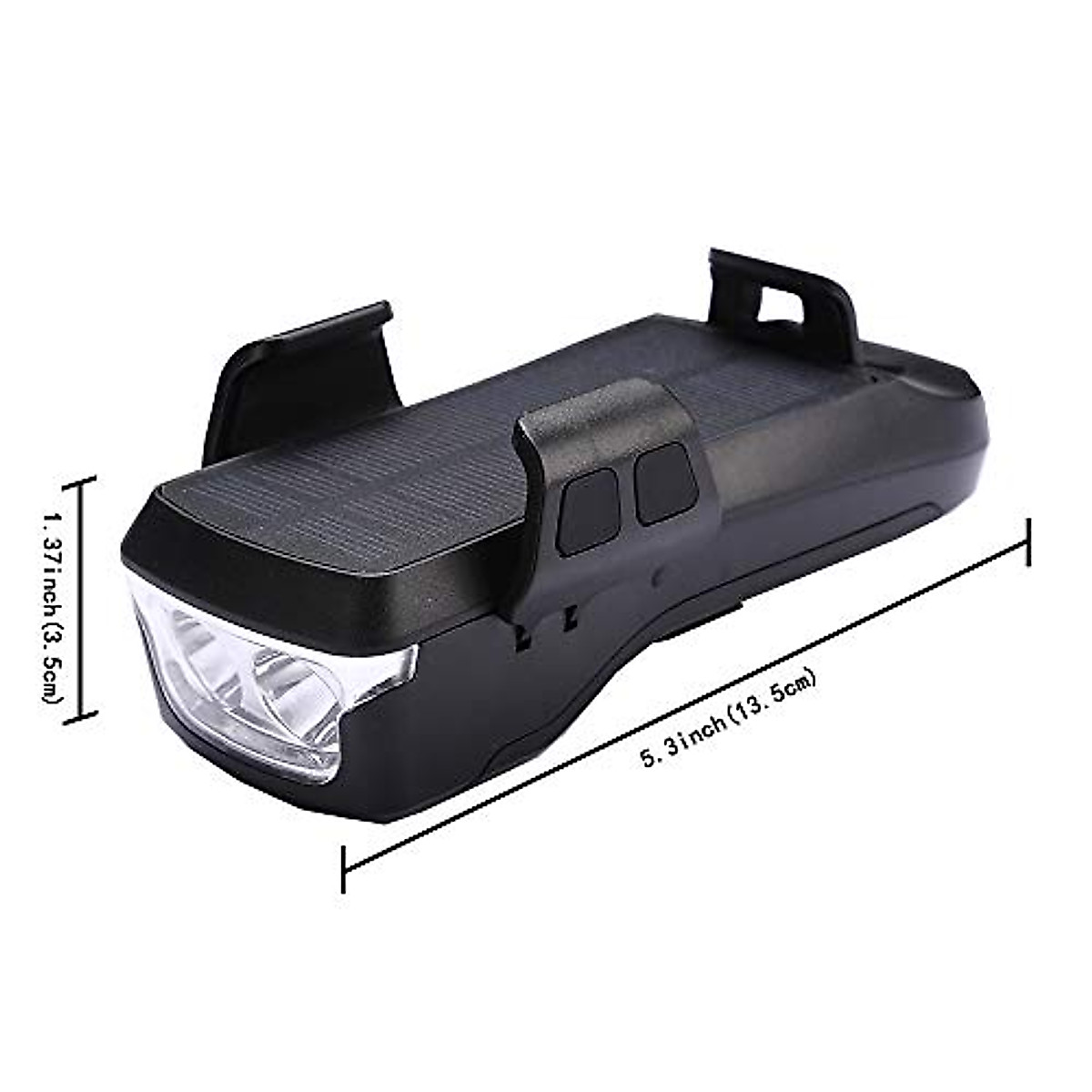 Multifunctional Bike LED Headlight 4000mAh Bicycle Front Lamp 550 Lumens USB Rechargeable Waterproof Cycling Light with Solar Power Bank & Loud Horn & Phone Bracket Holder (with Solar Power)