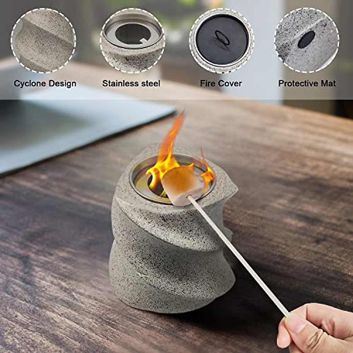 Tabletop Fire Pit Bowl -Eillion Hurricane Smokeless Fire Bowl-Tabletop Fireplace-Table Top Fire Pit for Patio and Indoors-Table Top Fire Bowl-Special Design Table Top Fire Pit Bowl with Windshield