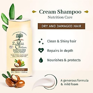 Le Petit Olivier Nutrition Cream Shampoo - Olive, Shea, Argan Oils - Repairs Dry, Damaged Hair - Enriched With Natural Origin Ingredients - Free Of Silicone - 8.45 oz