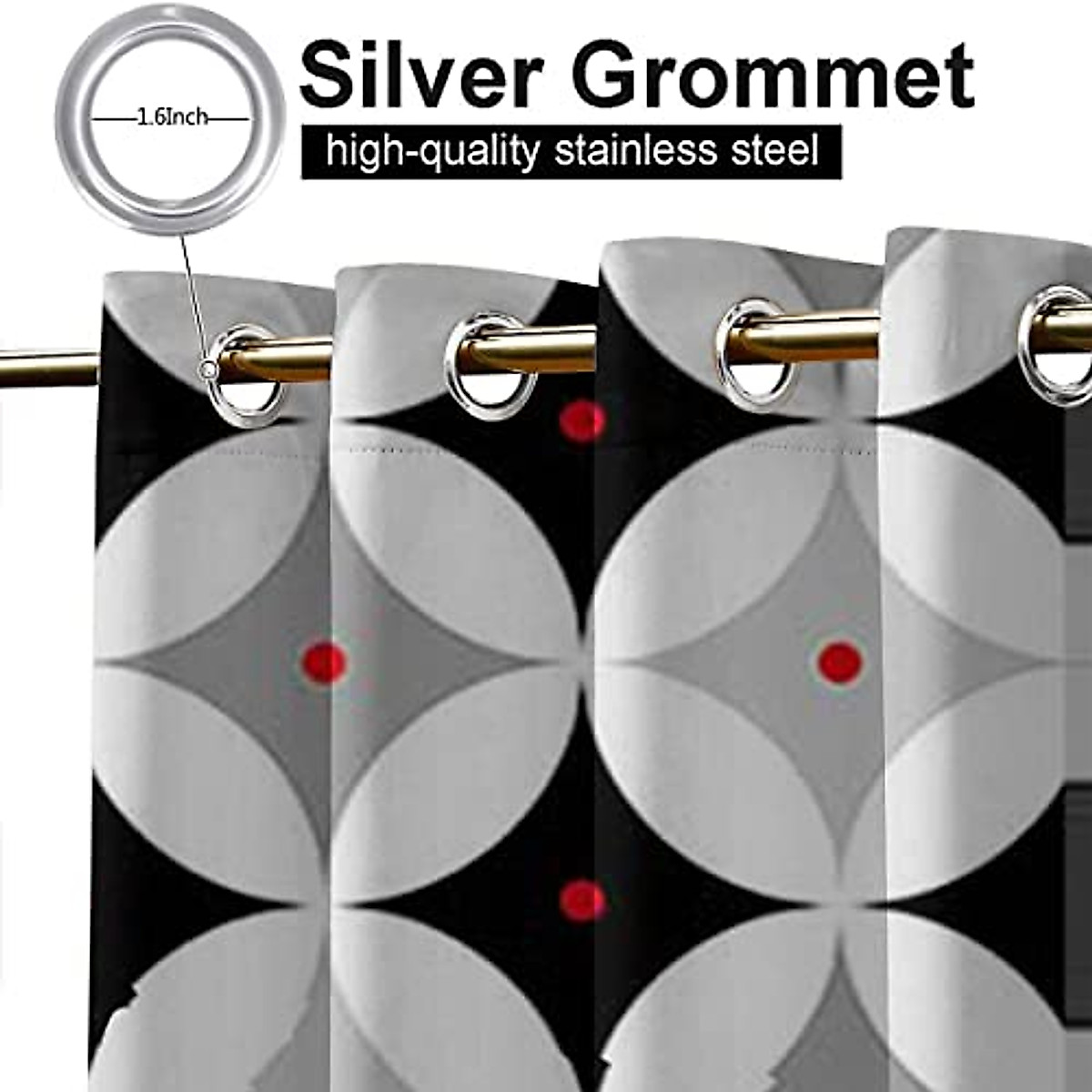 LANQiAO Outdoor Curtain Grommet, Retro Style Atomic Outdoor Curtain Fabric for Patio Light Block Heat Out Water Proof Drape W120 x L96