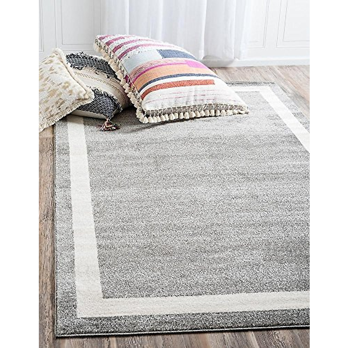 Unique Loom Del Mar Collection Area Rug-Transitional Inspired with Modern Contemporary Design, Rectangular 5' 0" x 8' 0", Gray/Ivory