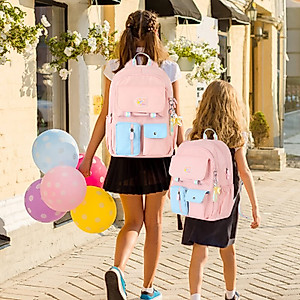 lovco Girls Backpack,Kids Backpack,Cute Backpacks for Girls,Elementary Preschool Kindergarten Supplies, for Children Aged 7-15 (Pink)