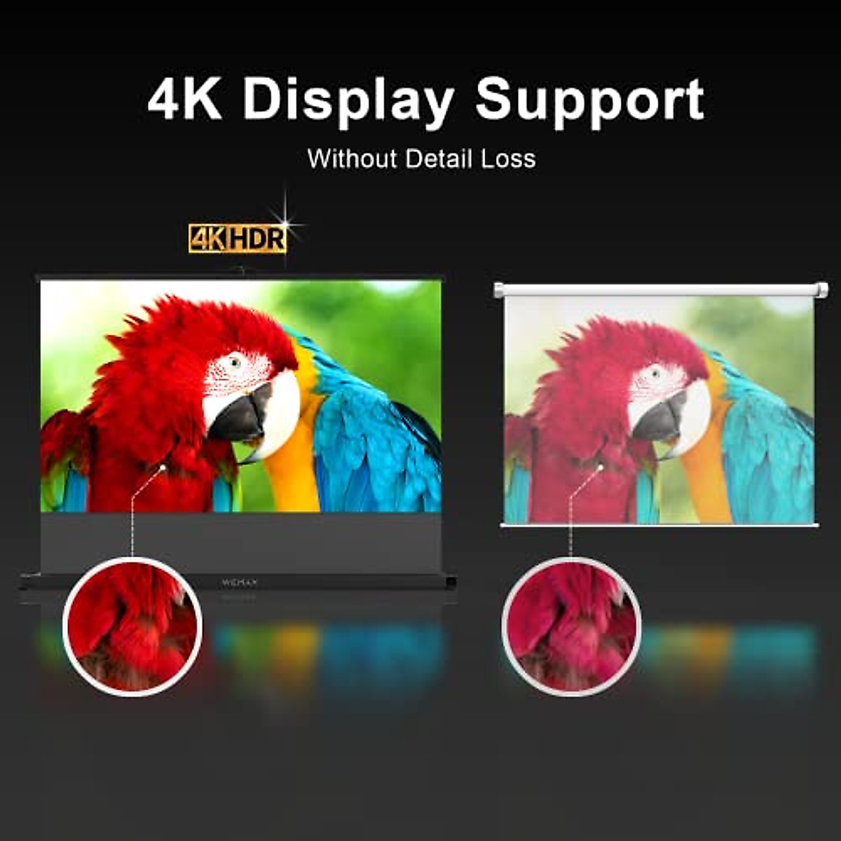 WEMAX Vogue Pro 1600 ANSI Lumens True 1080p FHD Movie DLP Projector and 50 inch ALR Ambient Light Rejecting Portable Projector Screen