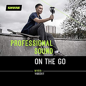 Shure MV88+ Video Kit - Digital Stereo Condenser Microphone for Apple and Android, with Manfrotto PIXI Tripod, Phone Clamp, Mount, iOS and USB-C Cables for Next-Level Compatibility and Connectivity