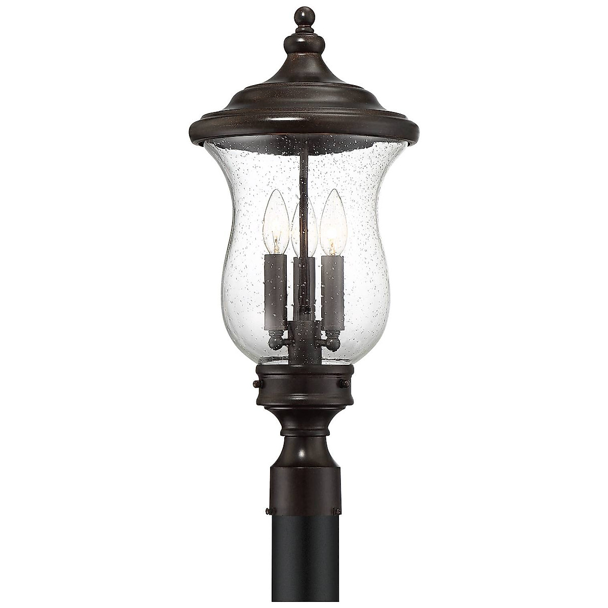 Franklin Iron Works Carriage Traditional Outdoor Post Light Fixture LED Bronze 23" Clear Seedy Glass Decor Exterior House Porch Patio Outside Deck Garage Yard Garden Driveway Home Lawn Walkway