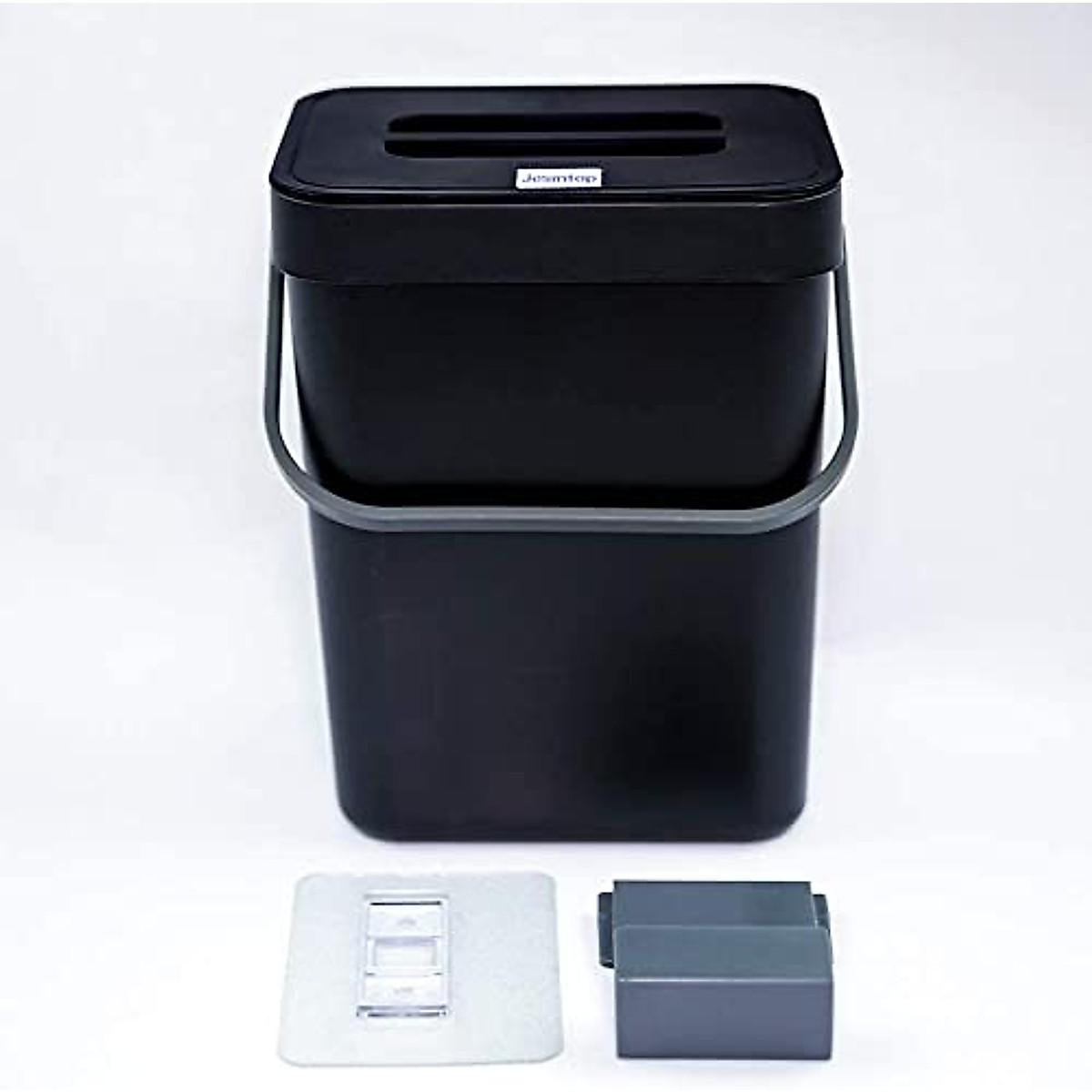 Jesintop Compost Caddy, Mini Countertop Trash Can, Compact Waste Basket Garbage Can, Compost Caddy Small Trash Bin with Lid for Desk/Office/Kitchen, 3L/0.8 Gal Series, Black