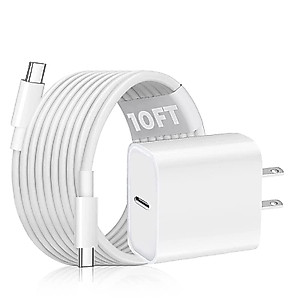 iPad Charger, USB-C Fast Charger, for Apple iPad 10th Gen,iPad Pro 12.9 2021/20/18, iPad Pro 11 Gen 3/2/1, iPad Air 4th, iPad Mini 6,Wall Charger Plug Block with 10FT Type-C to C Charging Cable