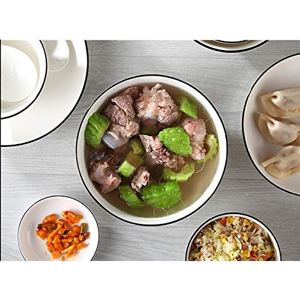 AnBnCn 40 OZ Large Soup Bowls Set of 4, Fine Porcelain, White Ceramic Bowls for Ramen, Cereal, Pasta, Salad, and Fruit-Dishwasher & Microwave Safe