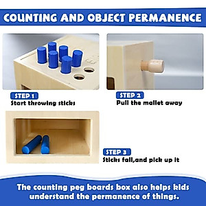 Montessori Toddler Counting Peg Board Box with Number- Wooden Counting Box Toys for Toddlers 1-3,Montessori Math Manipulatives Materials and Numbers,Montessori Toys for 3 Year Old,Peg Board for Kids
