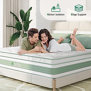 Novilla Full Size Mattress, 12 Inch Hybrid Mattress in a Box, Gel Inflation Memory Foam with Pocket Coils for a Cozy Night, Balance Support, Medium Firm Full Mattress, Pillow Top Mattress Full