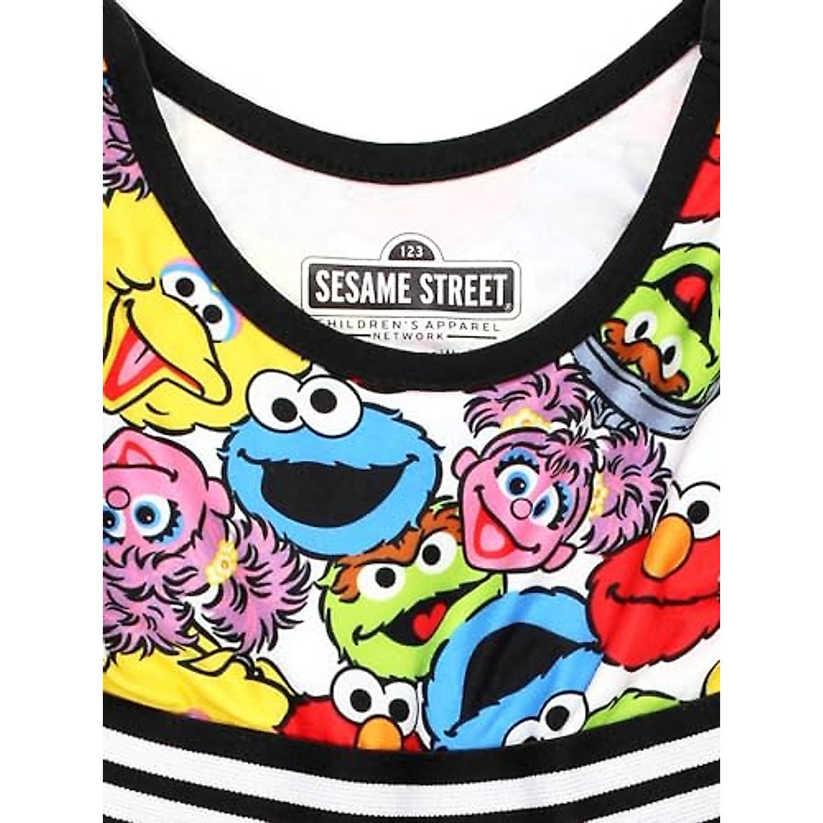 Sesame Street Girls’ Dress with Panties for Infant and Toddler – White/Multicolor