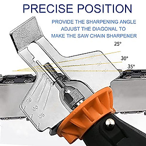 Chainsaw Sharpening Attachment Kit - 8Pcs Chain Saw Blade Teeth Sharpener Set with Angle Guide and Diamond Burr Grinding Stone Files, Drill Power Tool Accessories for Gardening Lawn Mower Chainsaw